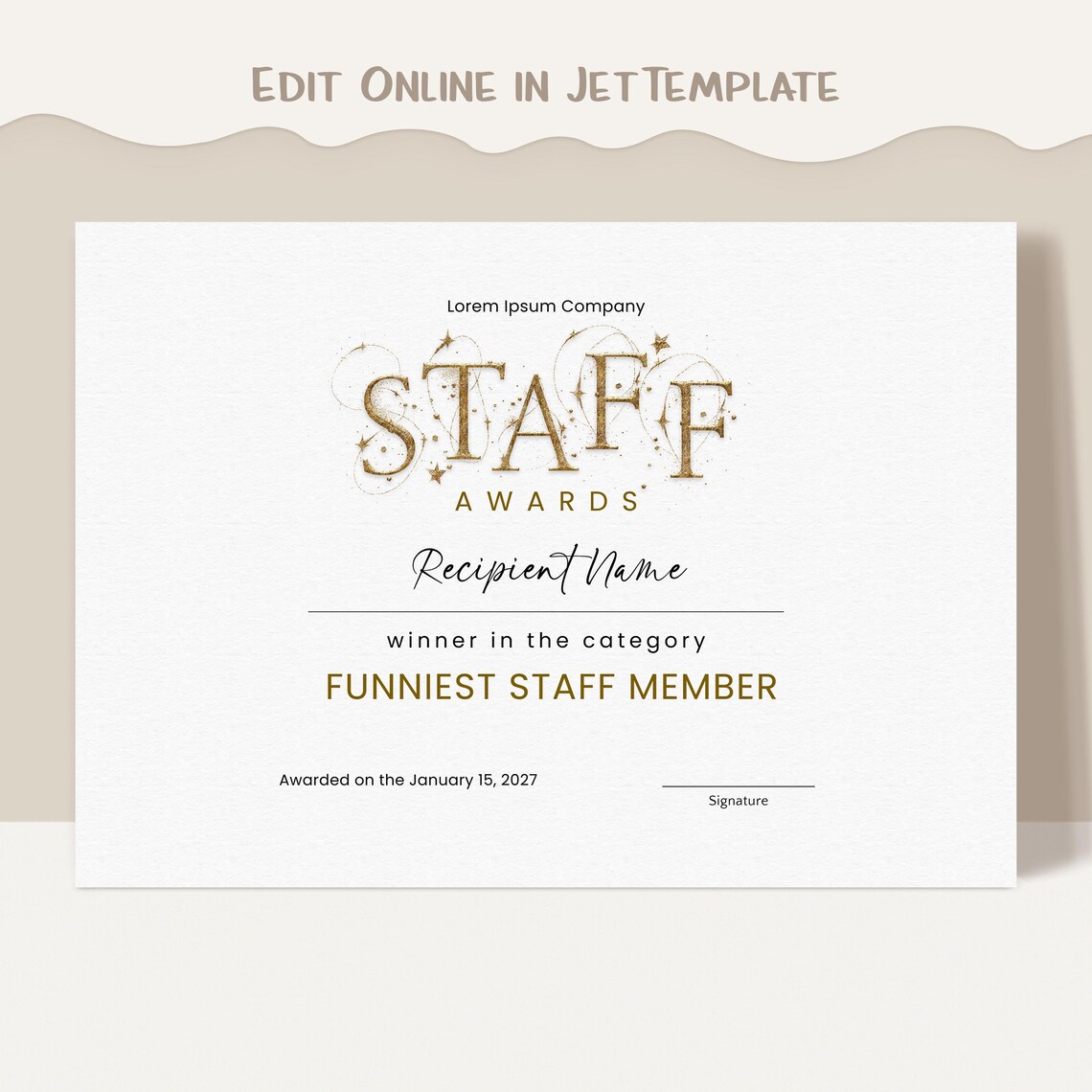 Best Staff Awards, Funniest Staff Member, EDITABLE Best Employee ...