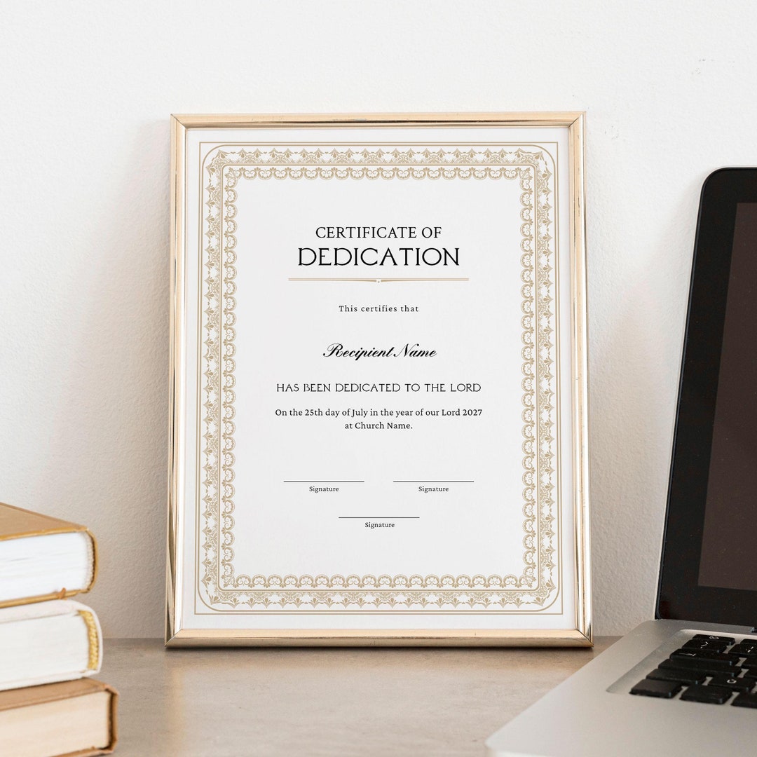 Editable Certificate of Dedication Template, Child Dedication ...