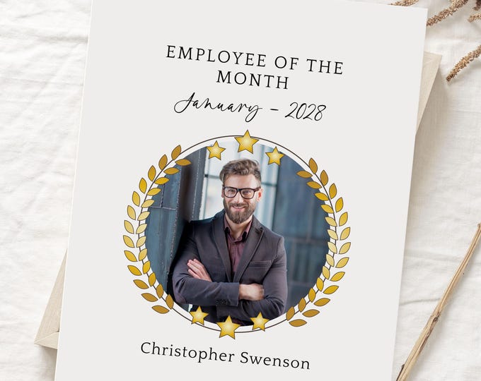 Editable Employee of the Month Printable: Office Decoration (instant ...