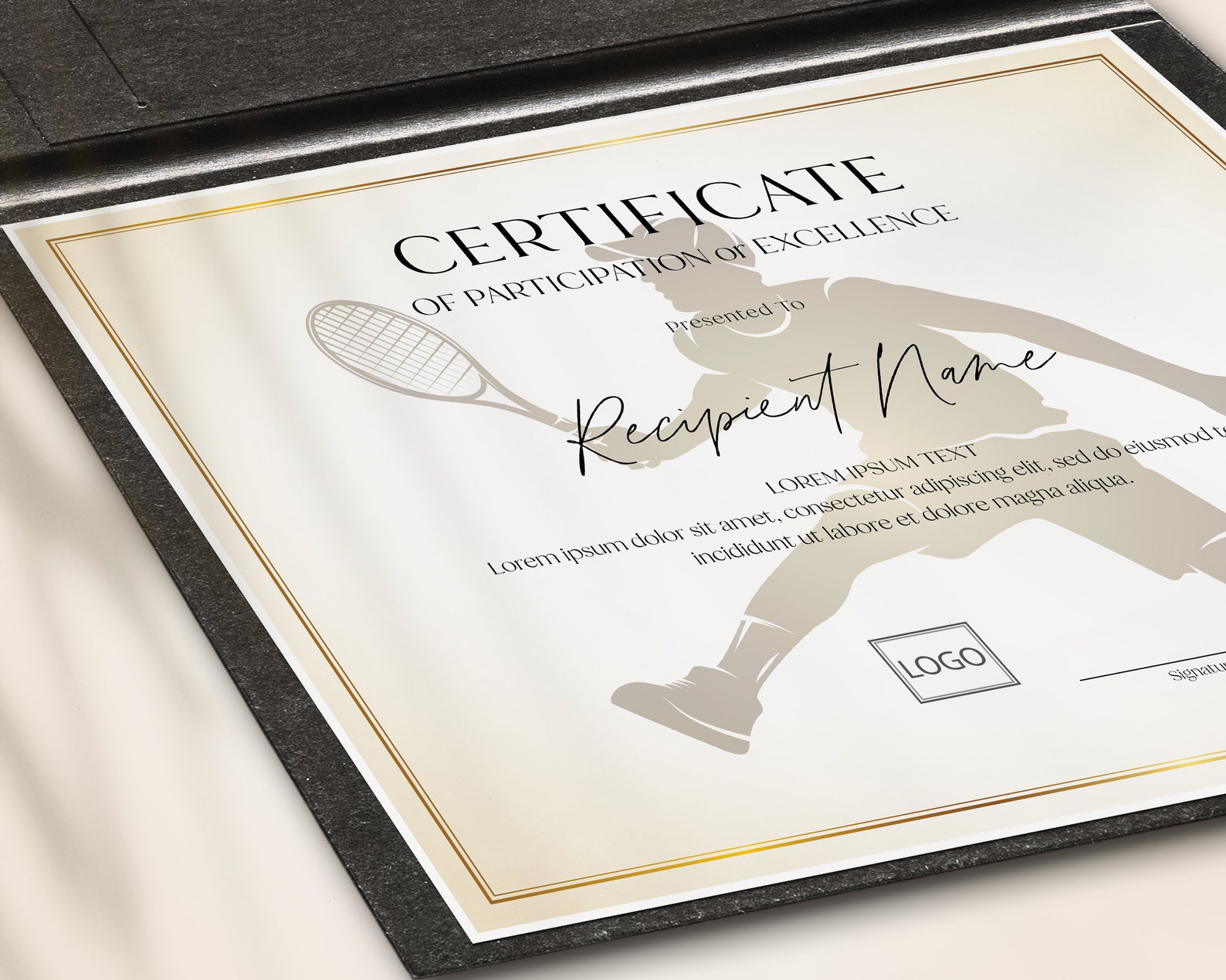 Tennis Certificate Award Template, Man With Tennis Racket, Sports ...