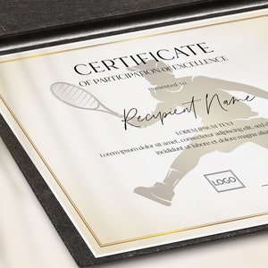 Tennis Certificate Award Template, Man With Tennis Racket, Sports ...
