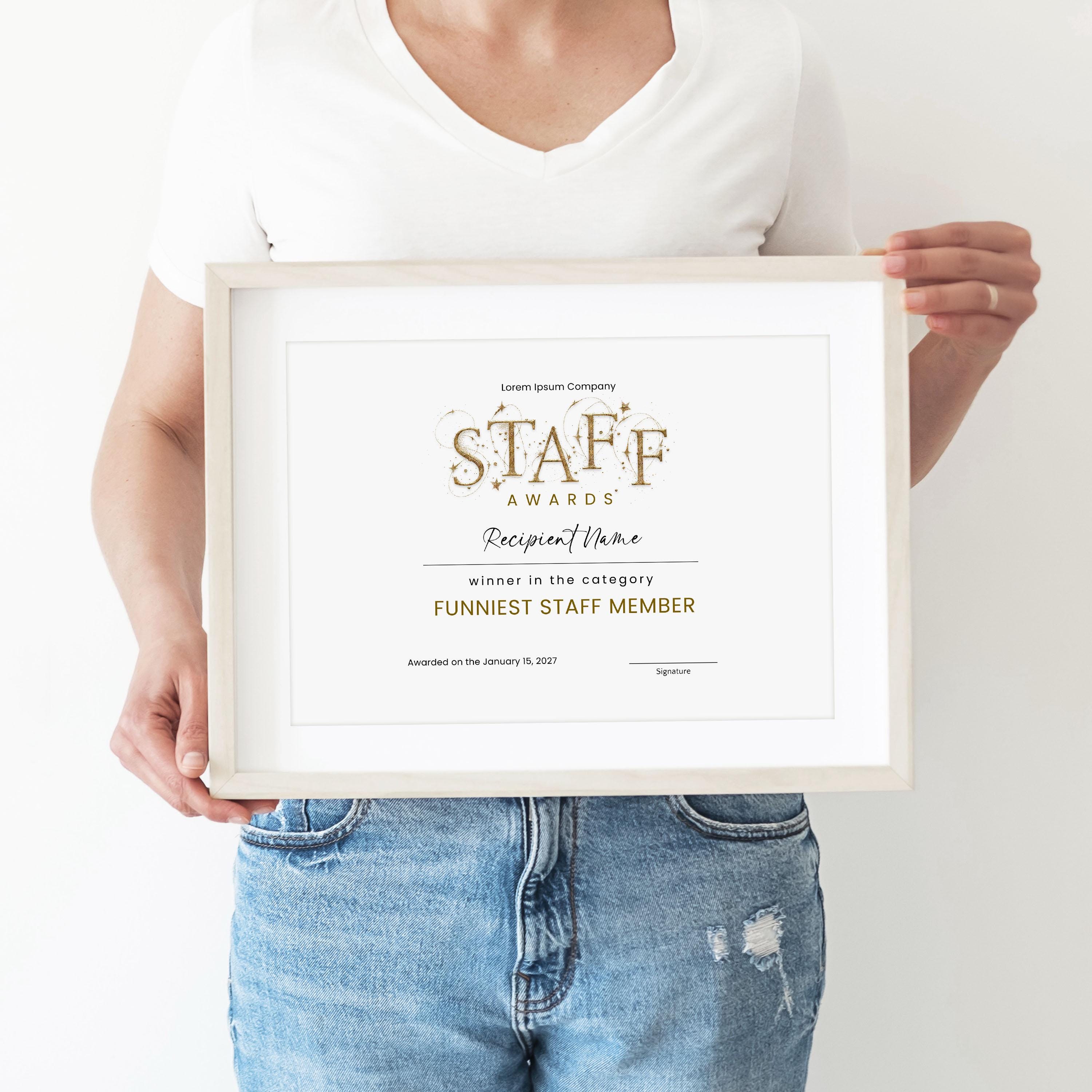 Best Staff Awards, Funniest Staff Member, EDITABLE Best Employee ...
