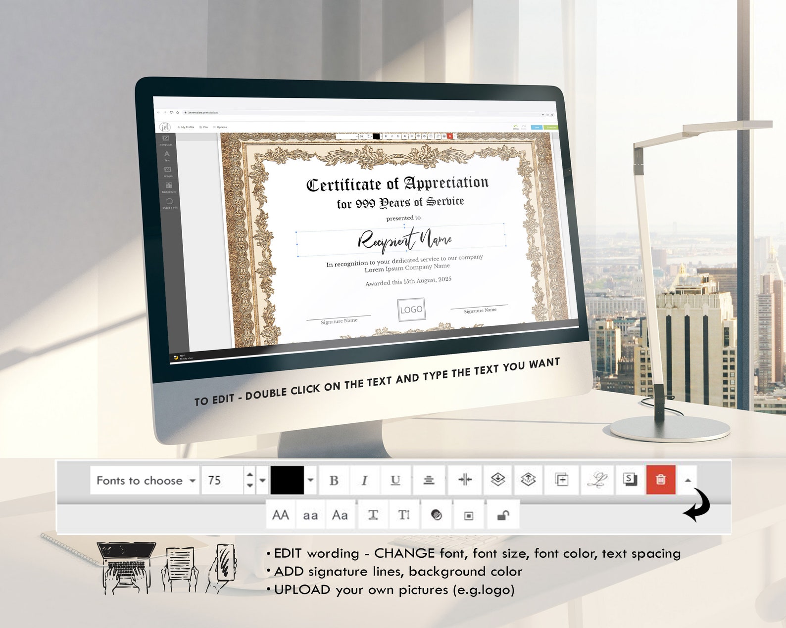 Years of Service Certificate of Appreciation Template - Etsy