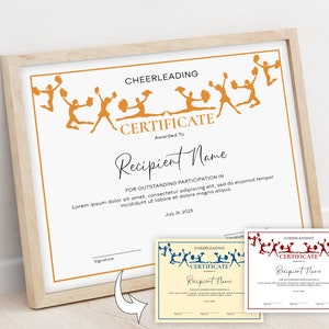 Cheerleading Participation Certificate Template, Editable Printable ...