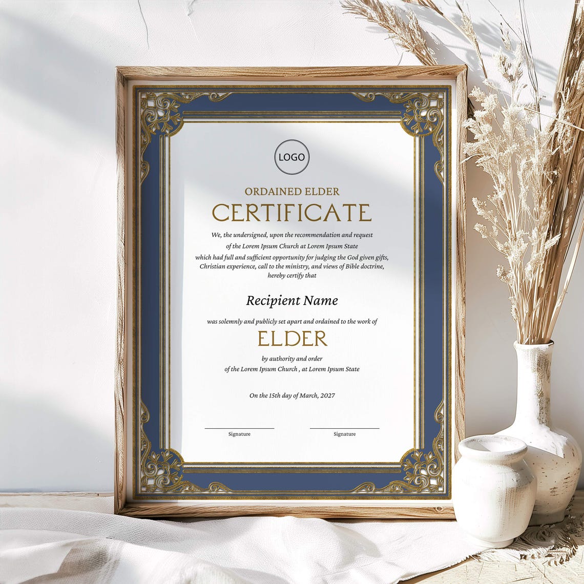 Editable Ordained Elder Certificate Template, Printable Vintage ...
