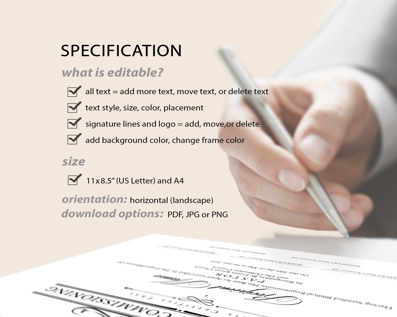 Editable Certificate of Commissioning, Printable Commissioning ...