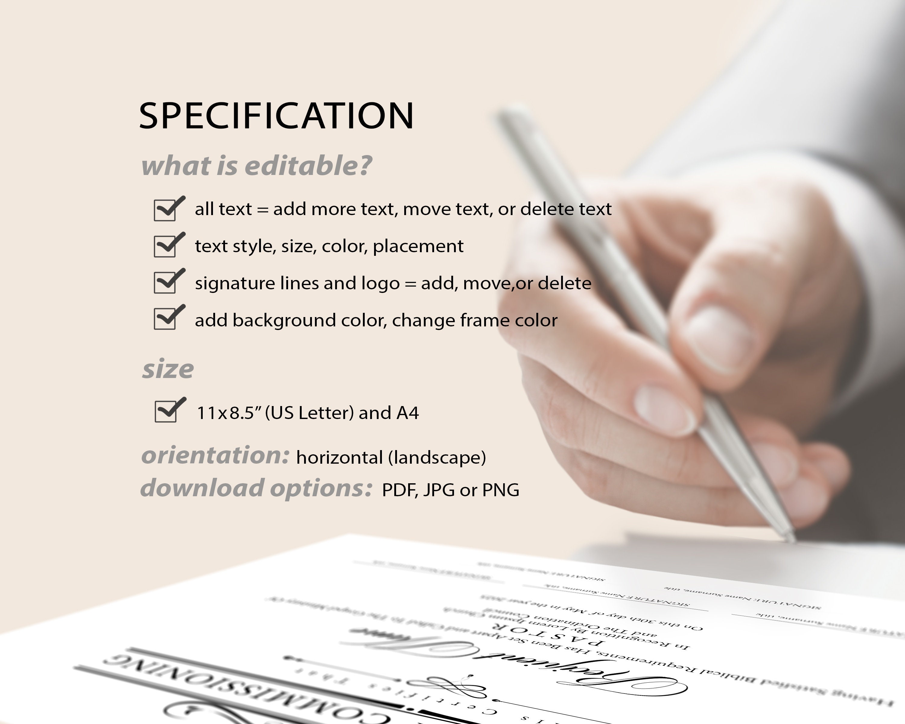 Editable Certificate of Commissioning Printable Commissioning - Etsy