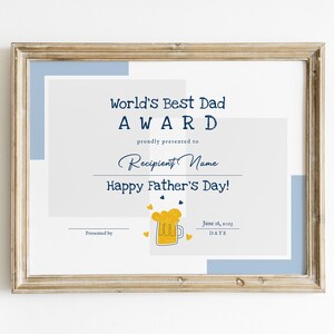 Father's Day Personalized Gift for Dad World's Best Dad Award ...