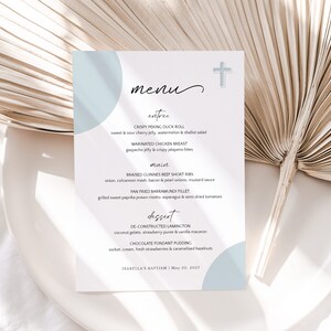 Baptism Menu Template, Christening Printable Menu Template EDITABLE ...