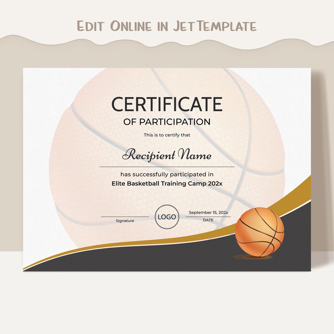 Editable Basketball Certificate Template Sports Award Certificate ...