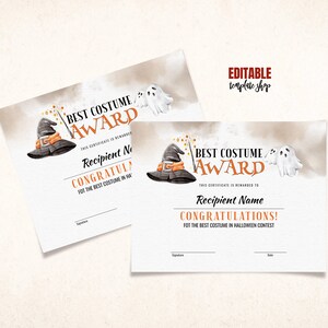 Halloween Certificate Template Editable Halloween Best - Etsy