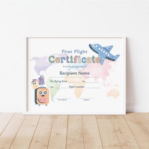 Editable My First Flight Certificate Template Award Certificate for ...