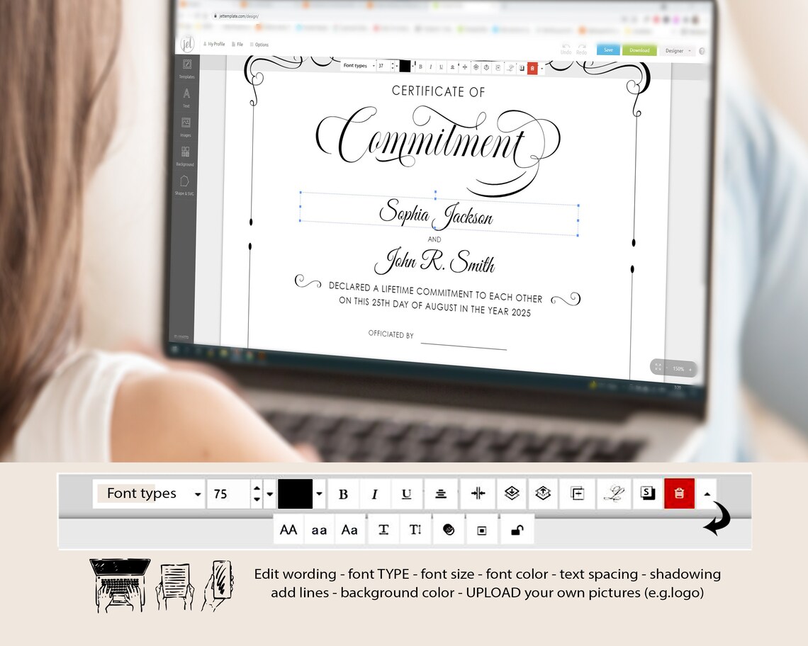 Editable Commitment Certificate Template Elegant Minimalist - Etsy