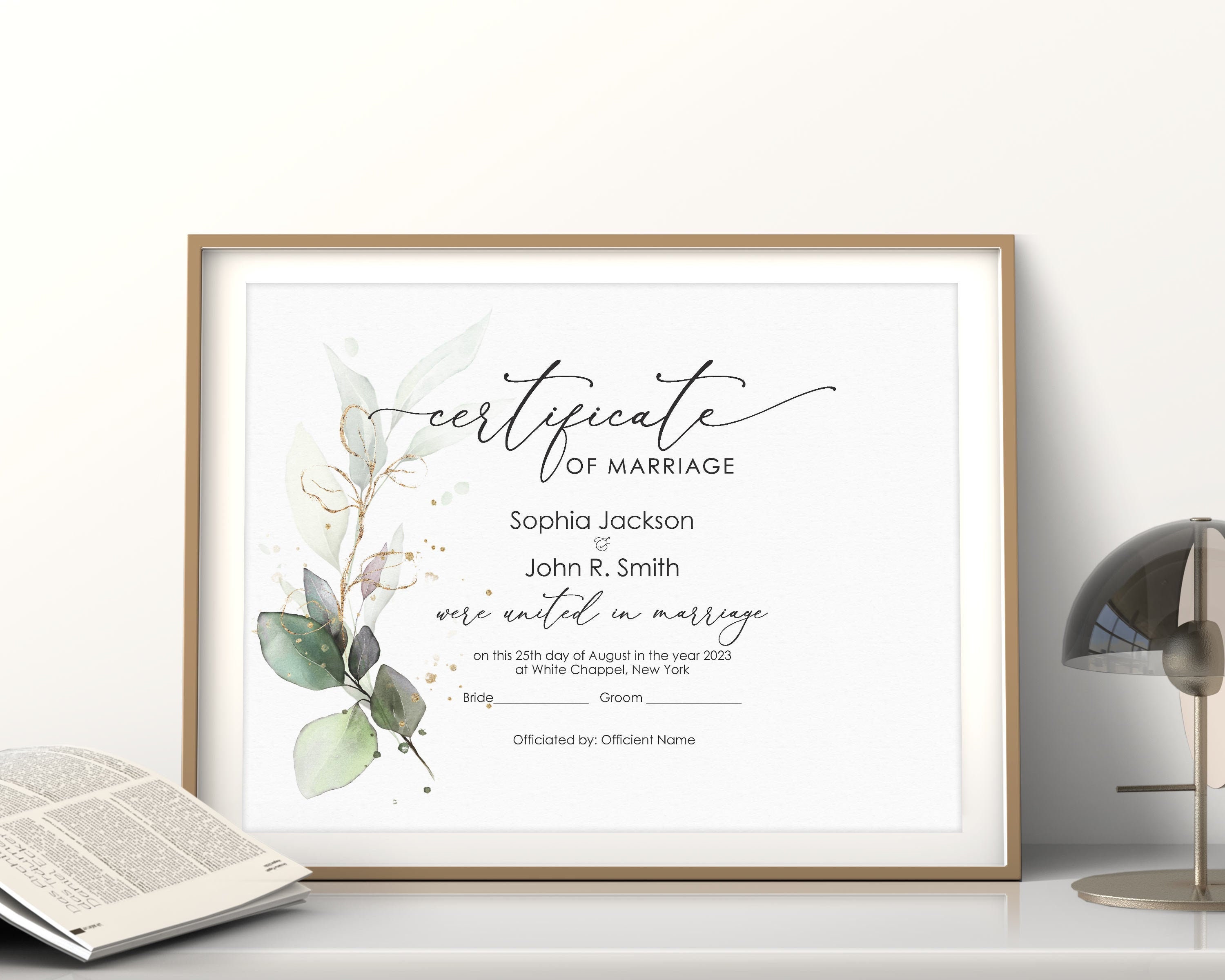 Modern Wedding Certificate Template Editable Printable | Etsy