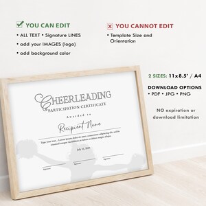 Cheerleading Participation Certificate Template, High School Sports ...
