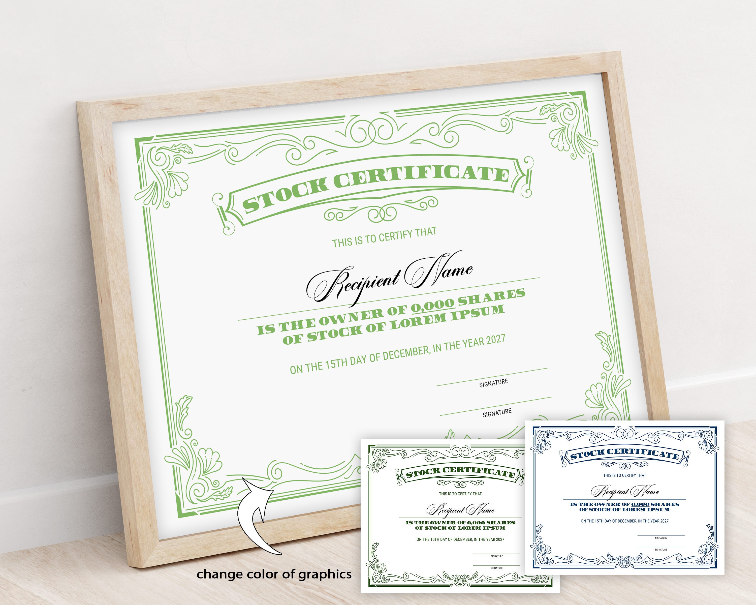 EDITABLE Stock Certificate Template Printable Certificate of - Etsy