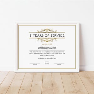 Editable Work Anniversary Award Certificate Template Printable ...