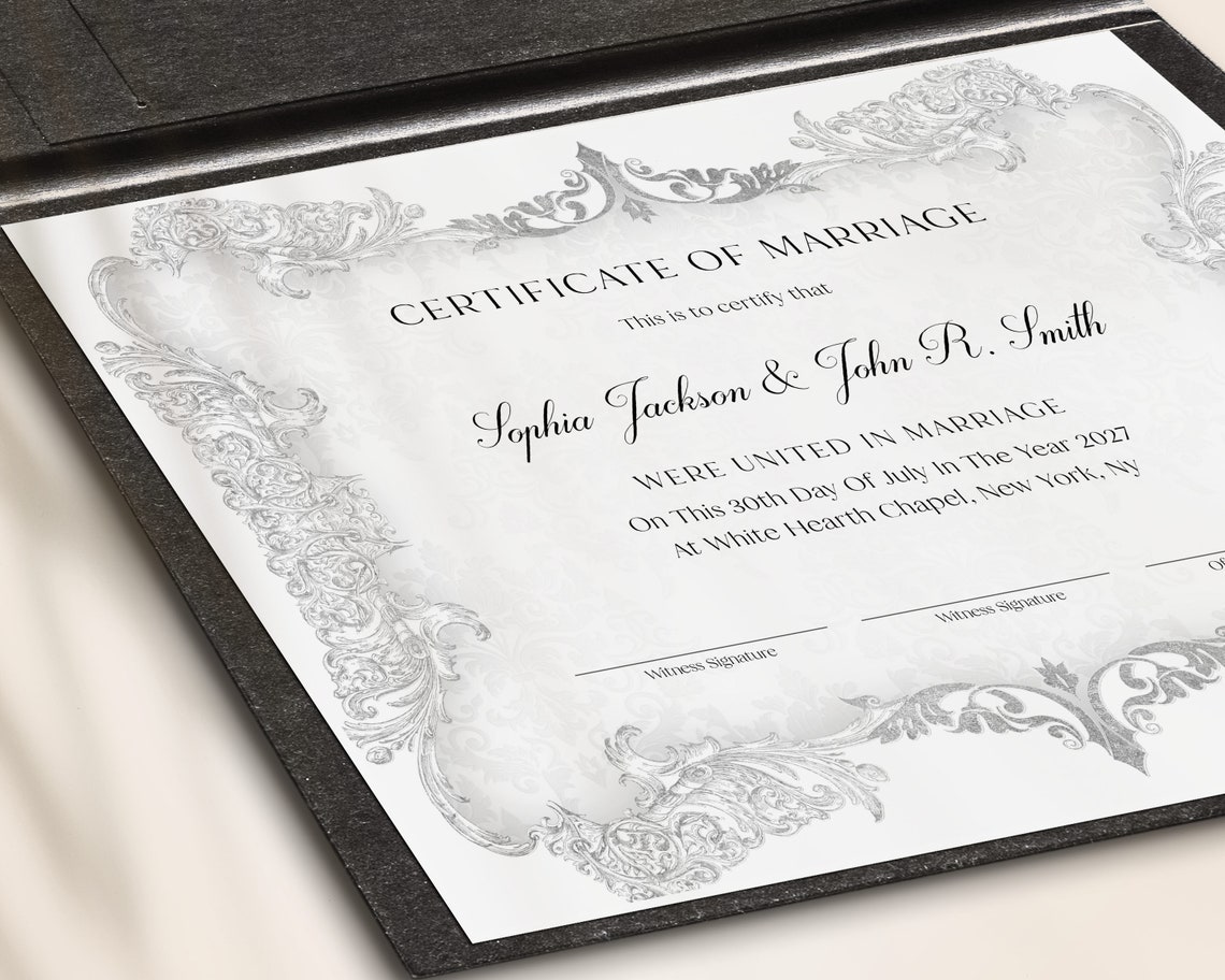 Elegant Marriage Certificate Template Editable Certificate of - Etsy