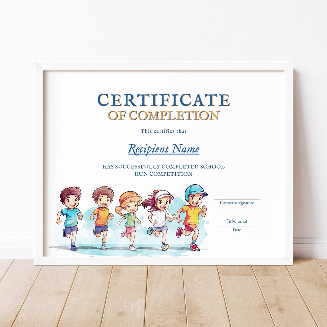 EDITABLE School Run Competition Certificate Template, Kids Running ...