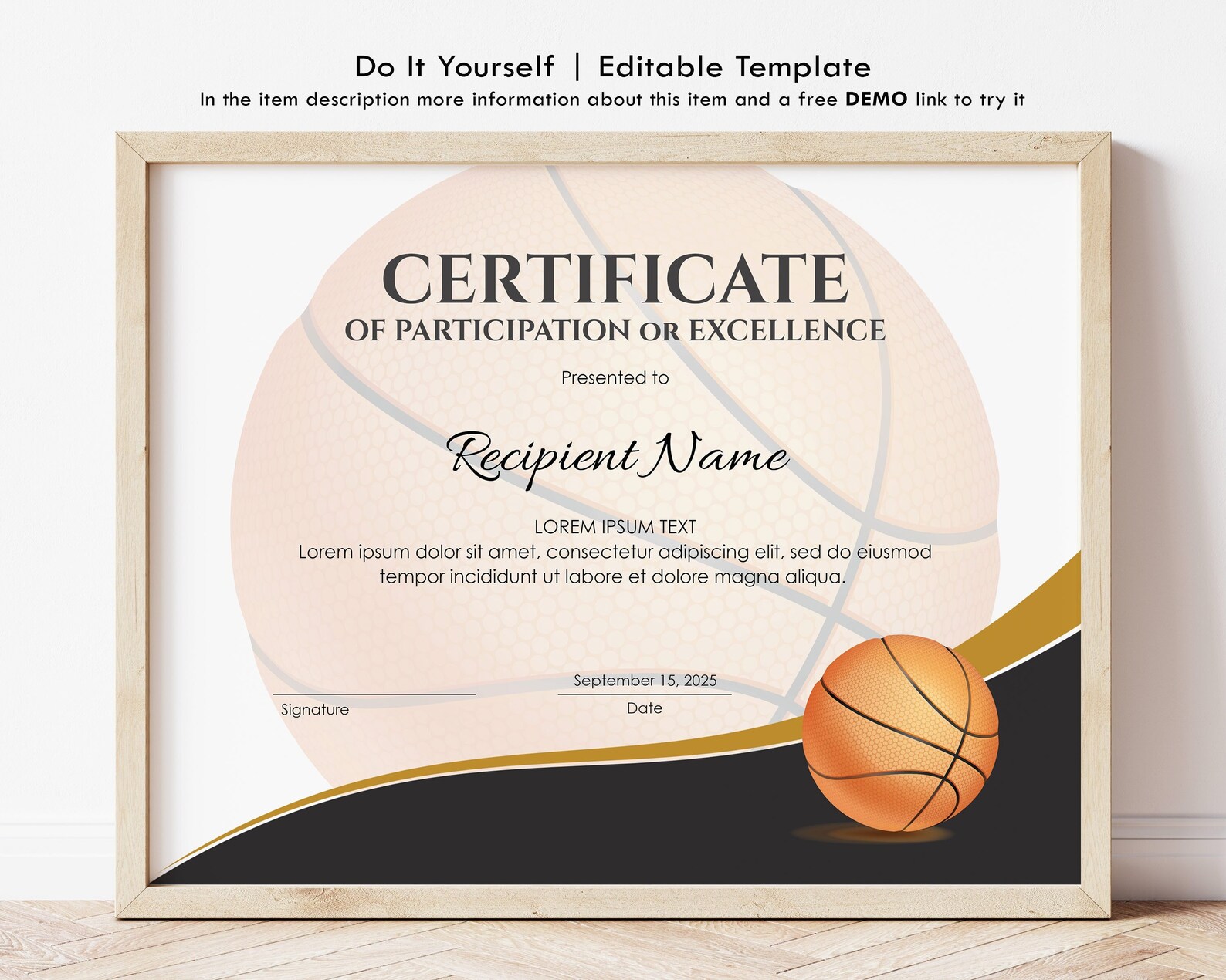 Editable Basketball Certificate Template Sports Certificate - Etsy