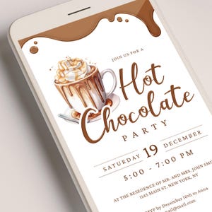Hot Chocolate Party Invitation Editable Template, Birthday Party Invite ...