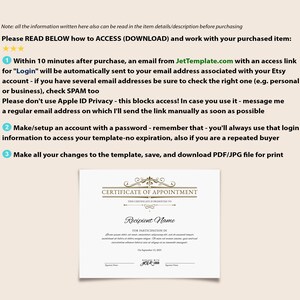 Editable Appointment Certificate Template Printable - Etsy