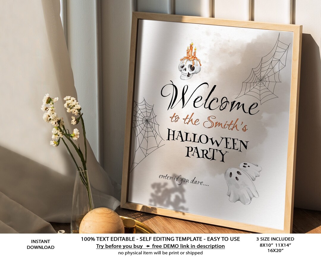Editable Halloween Welcome Sign Template, Custom Halloween Sign ...