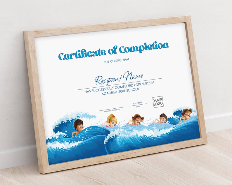 EDITABLE Swimming Certificate Template Sports Certificate - Etsy