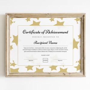 Editable Certificate of Achievement Award Certificate Template ...