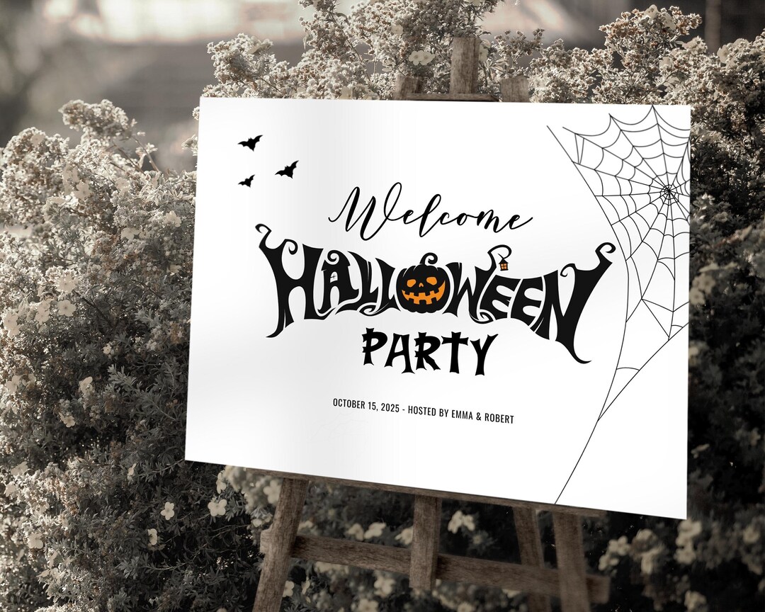 Halloween Large Welcome Party Sign Template Editable - Etsy