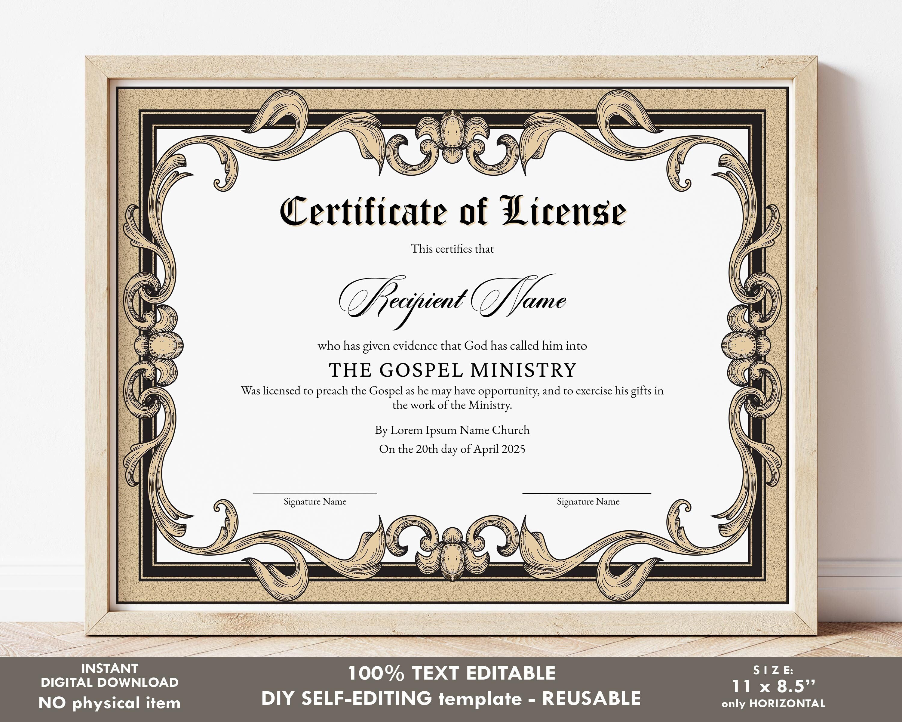 License Certificate Template