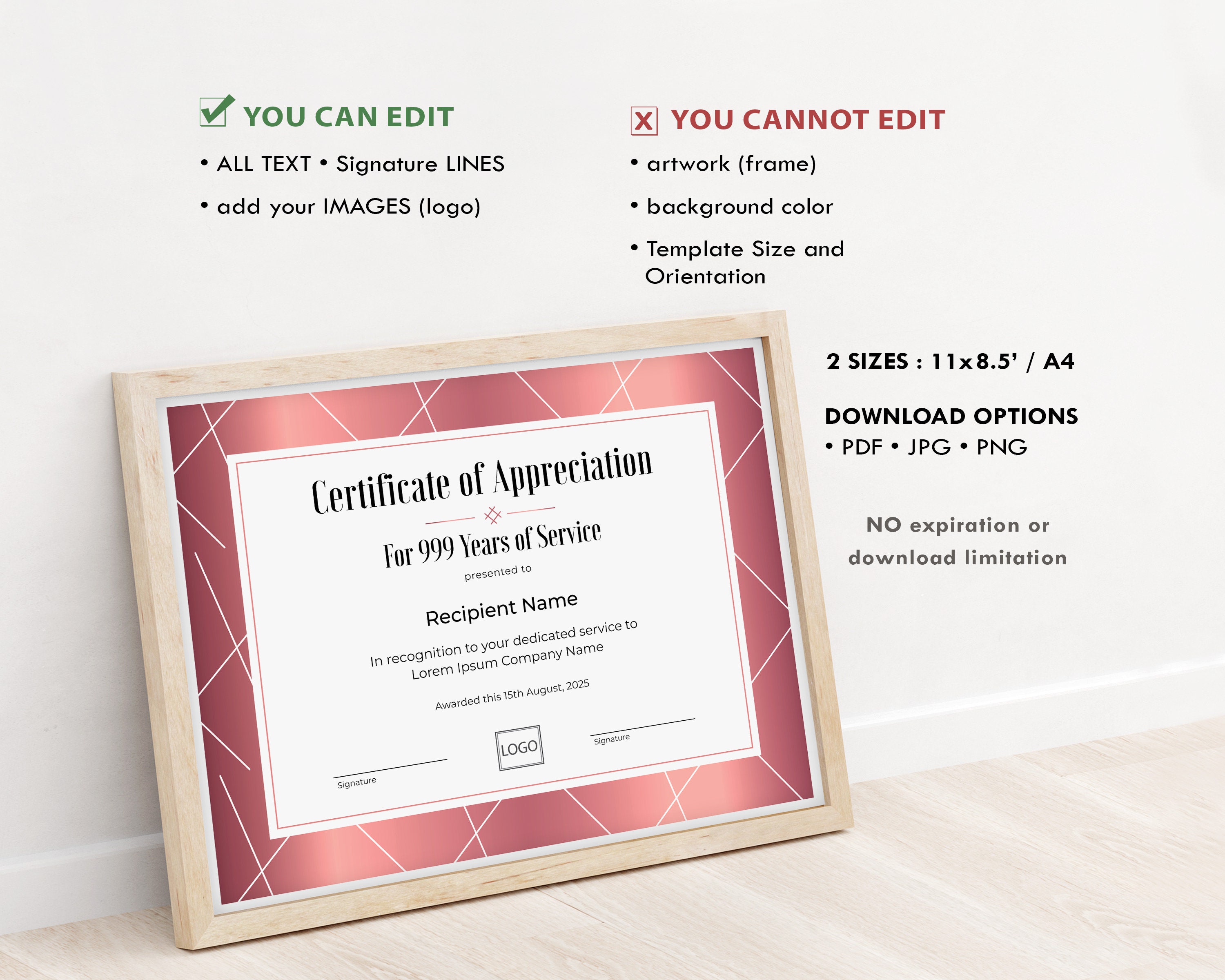 5 Years Of Service Certificate Template