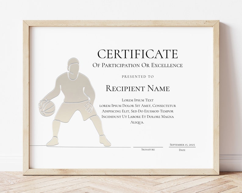 Editable Basketball Certificate Template Sports Award | Etsy