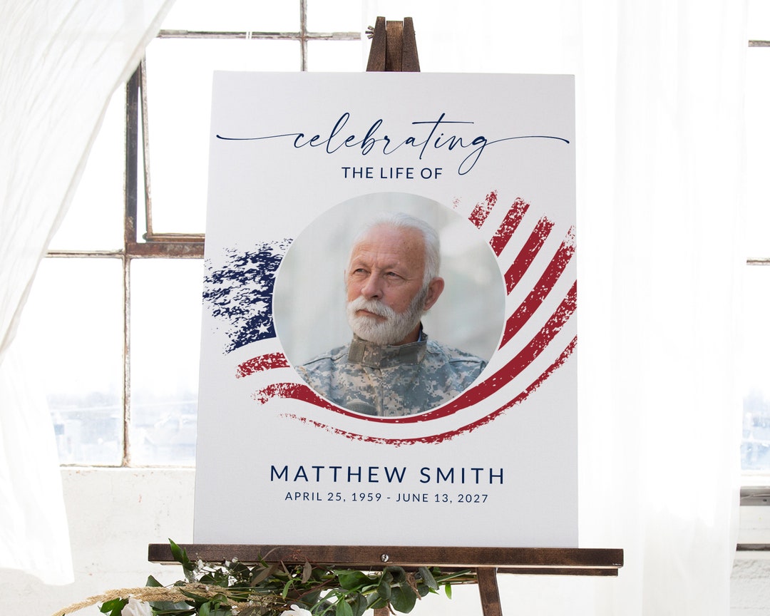 Veteran Funeral Welcome Sign American Flag Military - Etsy