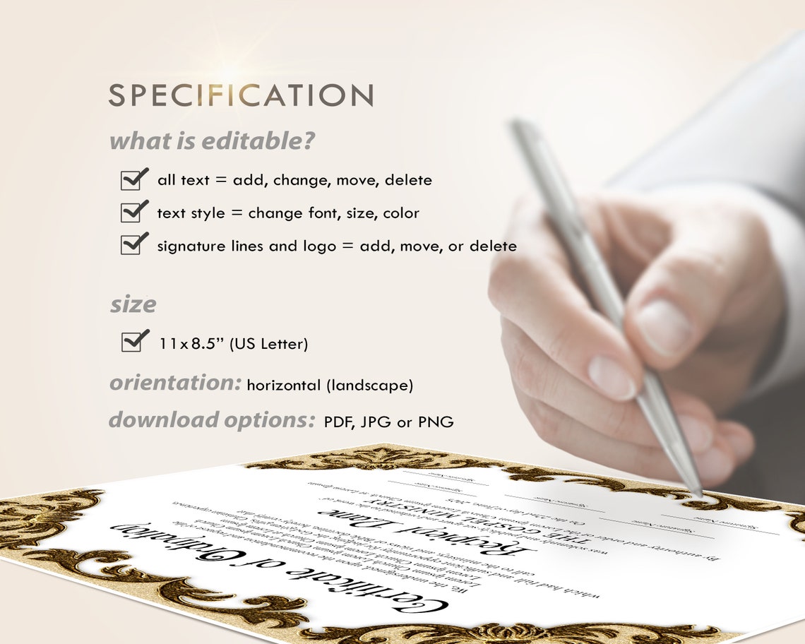 Editable Ordination Certificate Template Printable - Etsy