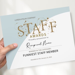 Best Staff Awards, Funniest Staff Member, EDITABLE Best Employee ...