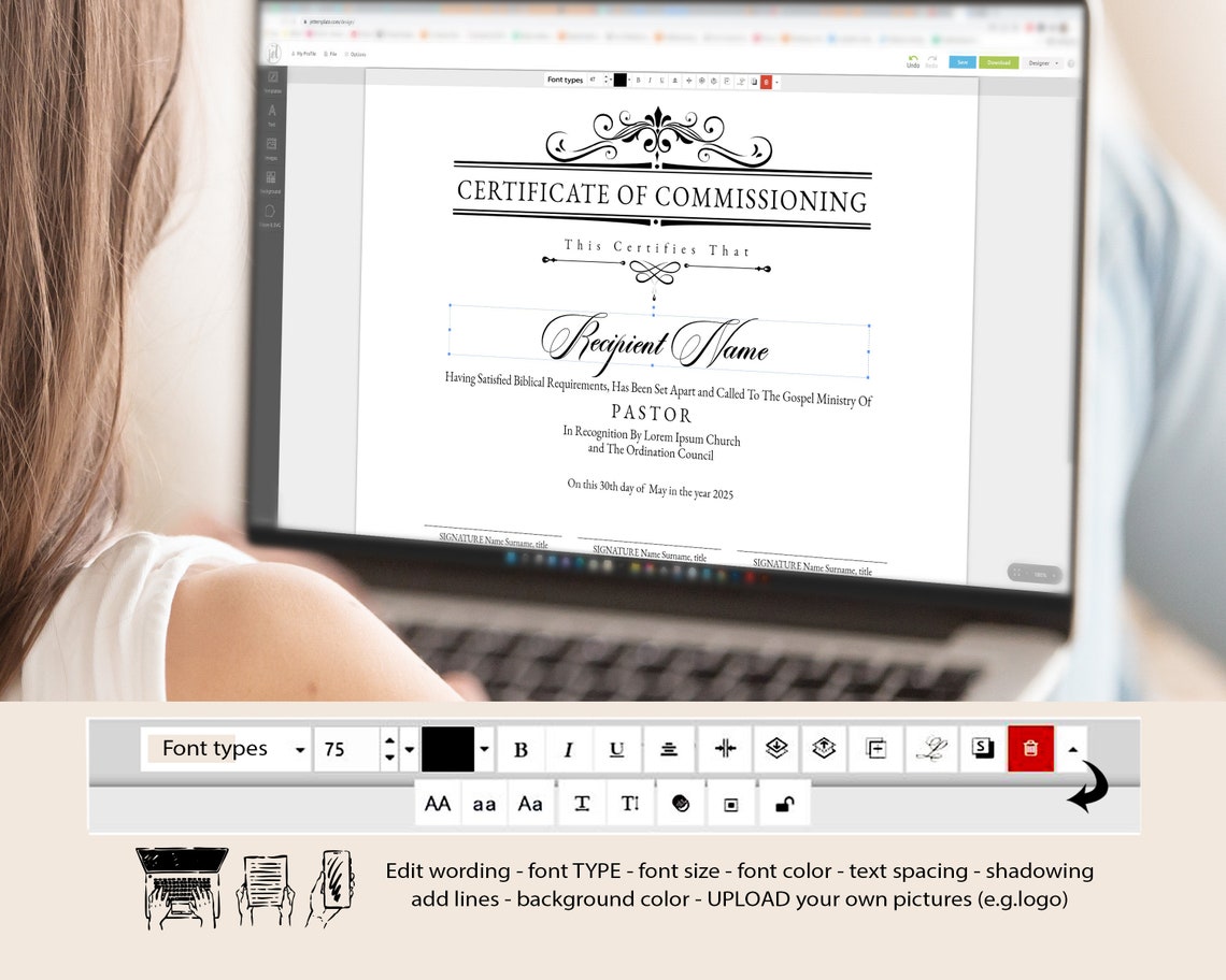 Editable Certificate of Commissioning Printable Commissioning - Etsy
