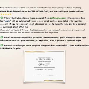 Pastor Emeritus Church Recognition Certificate Template, Church Award ...