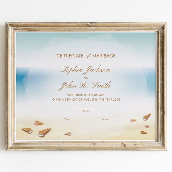 Wedding Ceremony Certificate Template Etsy