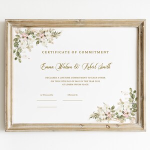 Certificate of Commitment, Editable Printable Marriage Certificate ...