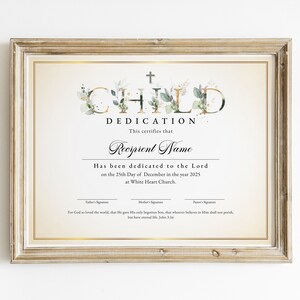 Child Dedication Certificate Template Child Dedication Editable ...