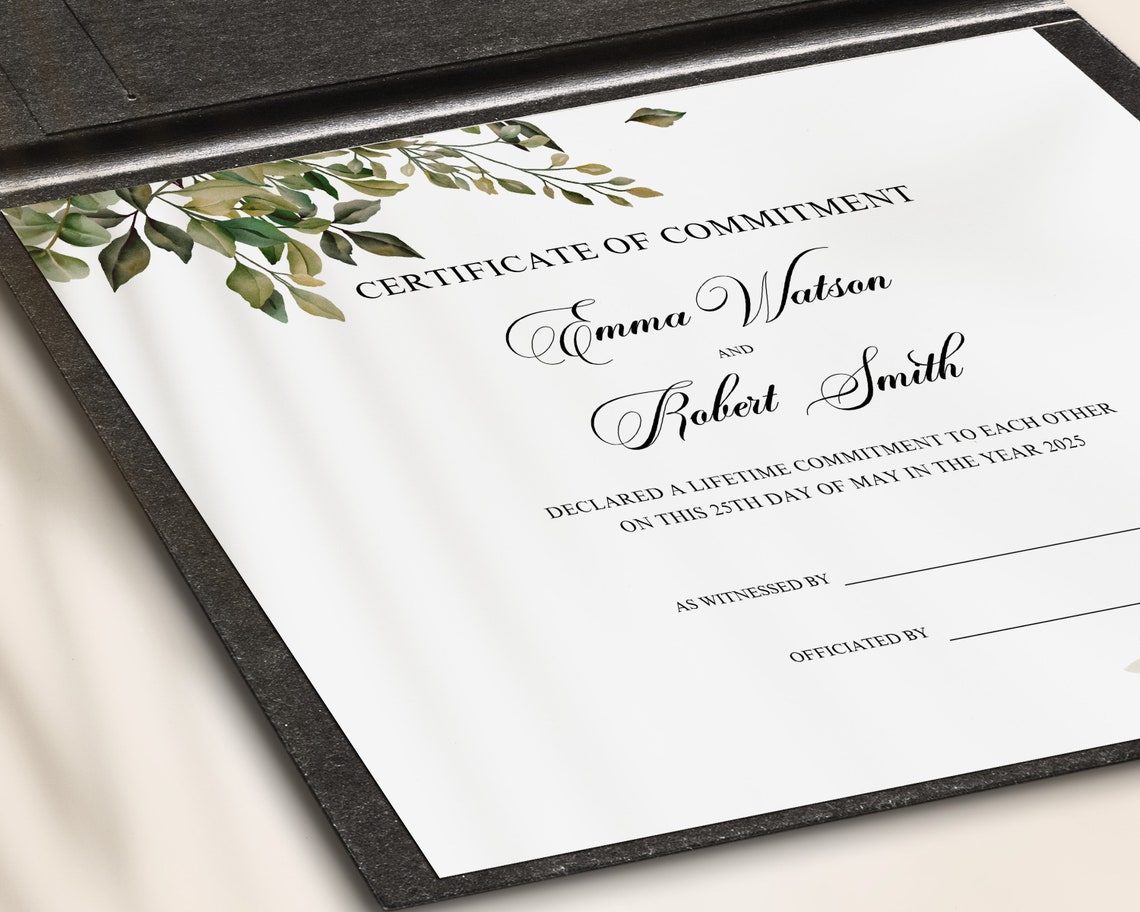 Modern Commitment Certificate Template Editable Printable - Etsy