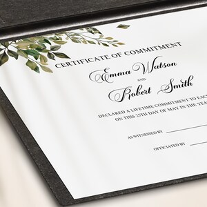 Modern Commitment Certificate Template Editable Printable - Etsy
