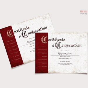 Editable Certificate of Consecration Template Printable - Etsy