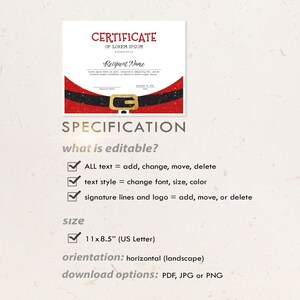 Editable Santa Certificate Template Holiday Certificates - Etsy