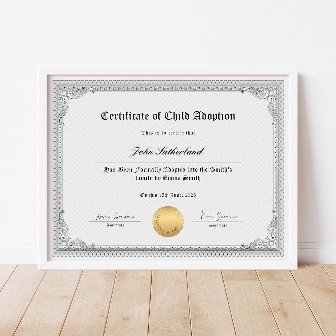 Certificate of Child Adoption, EDITABLE Adoption to Our Family ...