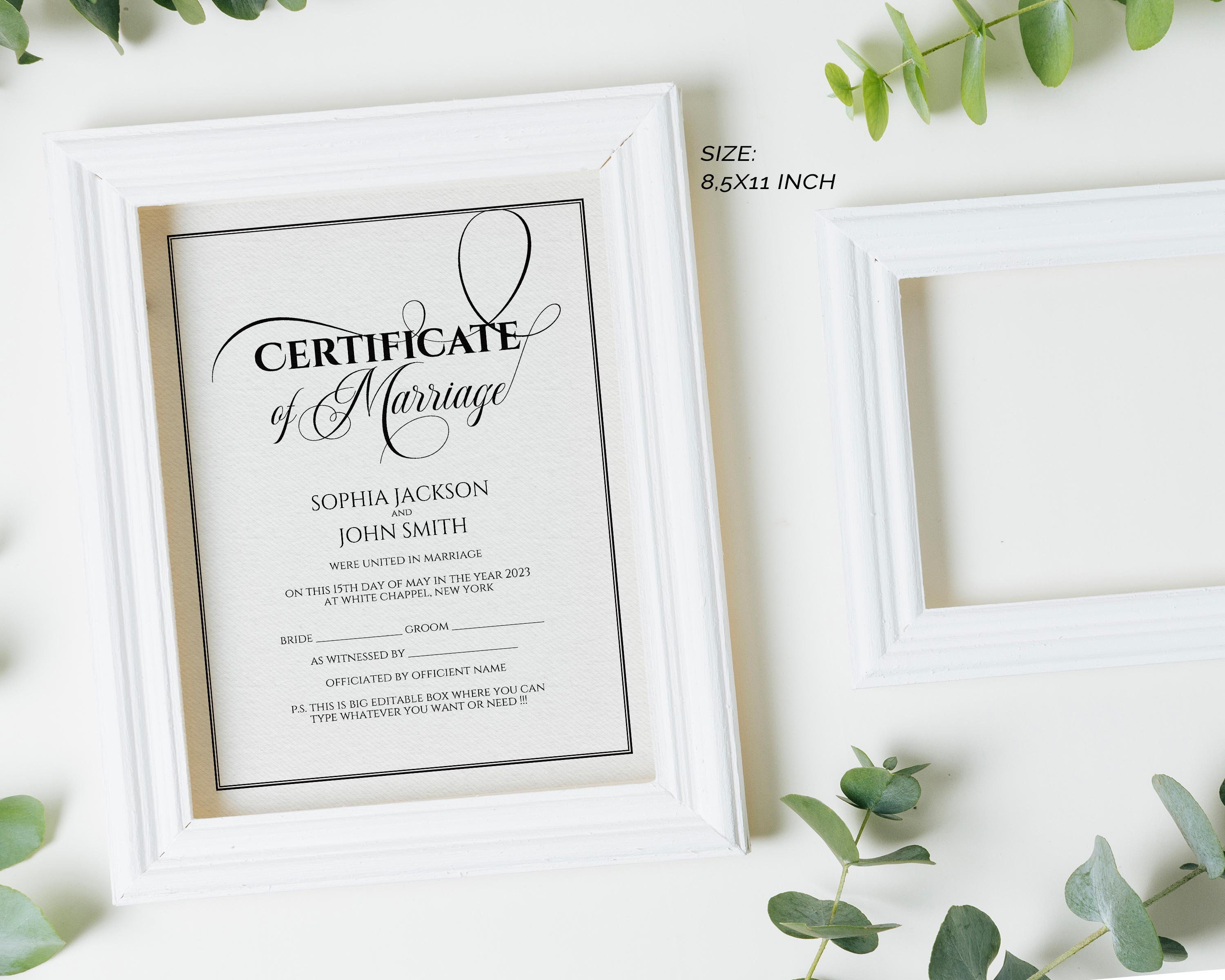 Editable Wedding Certificate Template Printable Elegant | Etsy