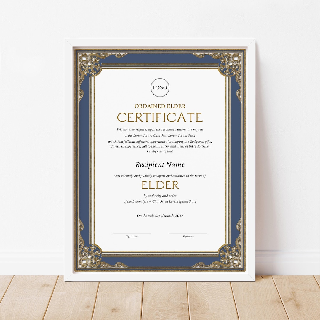 Editable Ordained Elder Certificate Template, Printable Vintage ...