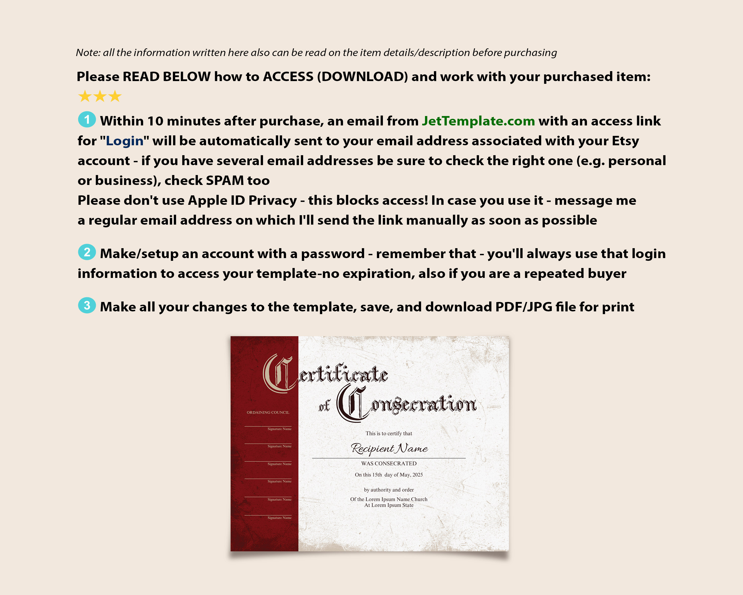 Editable Certificate of Consecration Template Printable - Etsy Singapore
