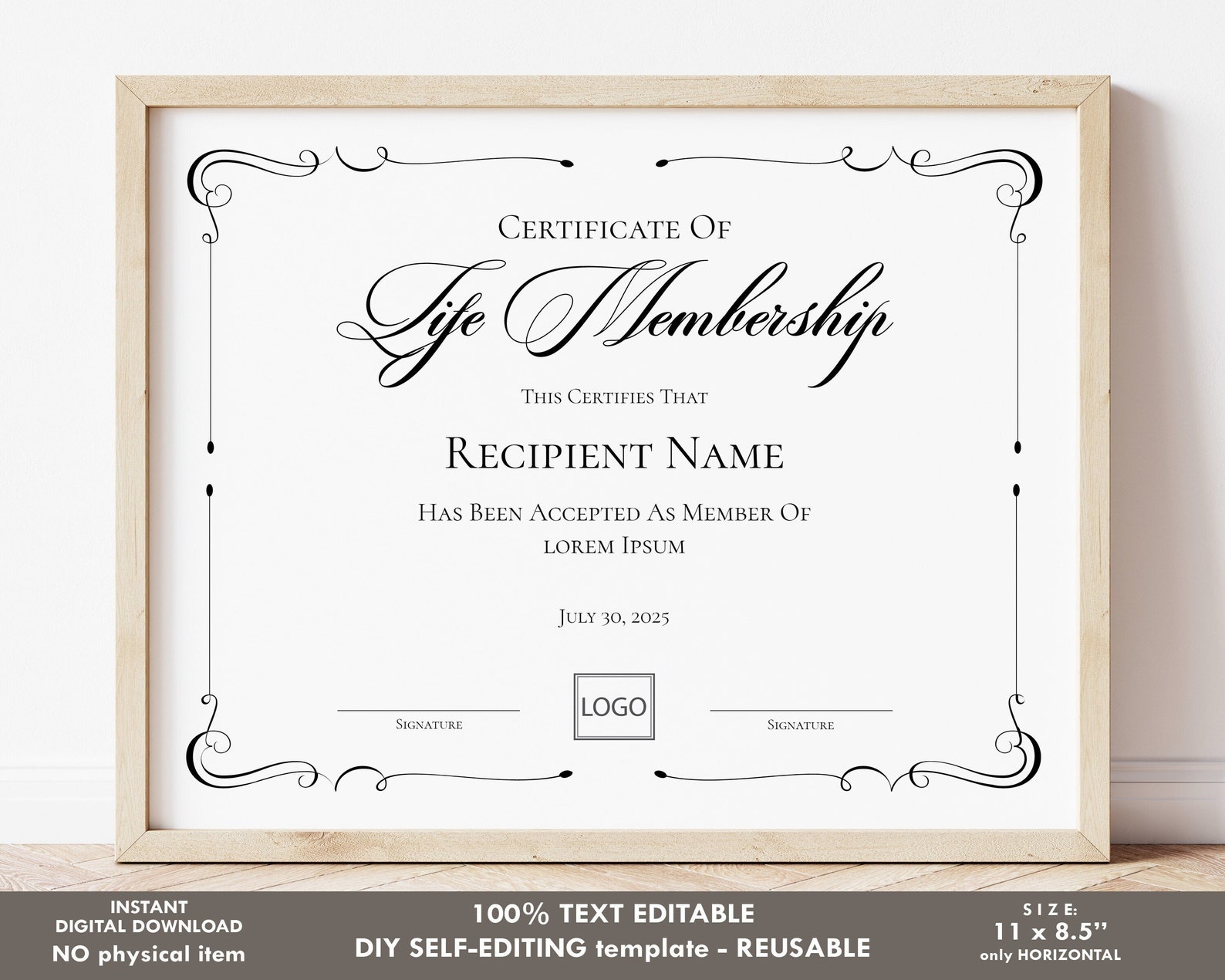 Life Membership Certificate Template Editable Printable - Etsy Australia